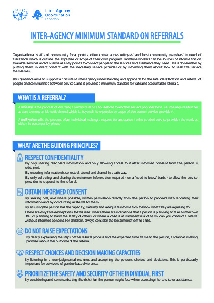 Minimum Standards on Referrals in Lebanon | Global Protection Cluster