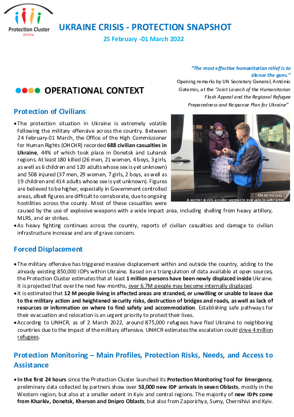 Ukraine Crisis – Protection Snapshot | Global Protection Cluster