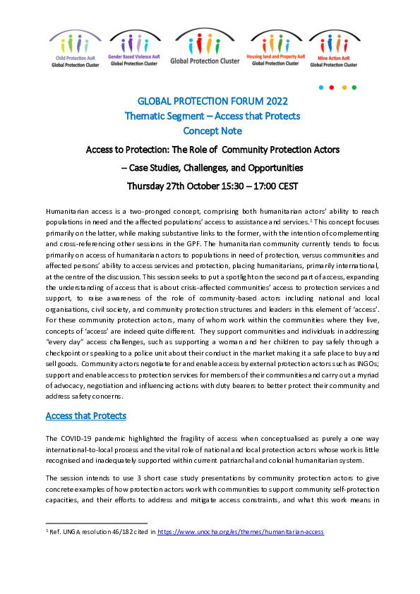 Access to Protection: The Role of Community Protection Actors – Case ...
