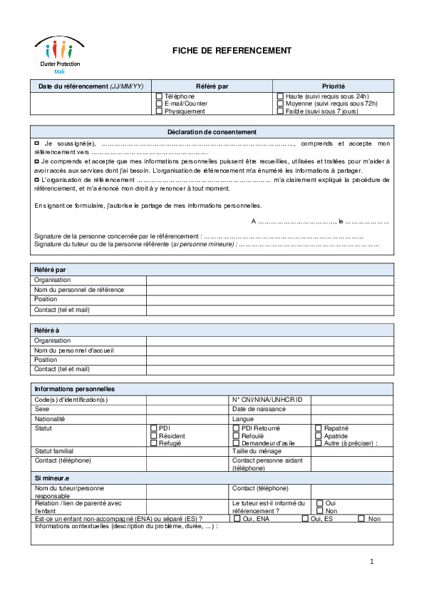 Fiche de référencement Mali | Global Protection Cluster