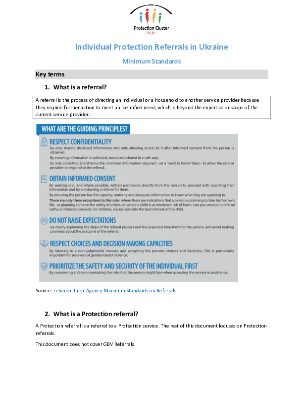 Referral minimum standards Ukraine | Global Protection Cluster
