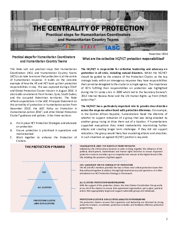 The Centrality of Protection: Practical Steps for Humanitarian ...