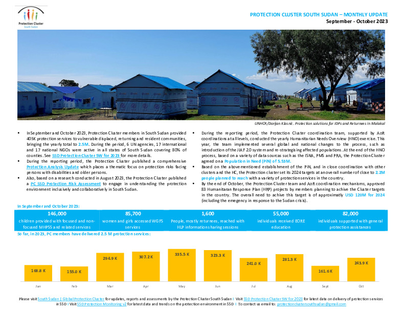 Protection Cluster South Sudan, Monthly Update (September - October ...