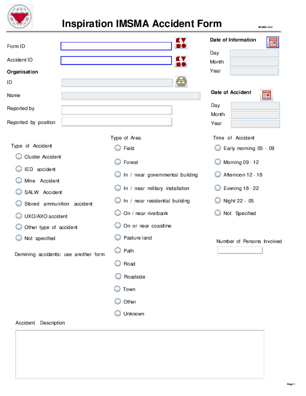 Inspiration IMSMA Accident Form | Global Protection Cluster