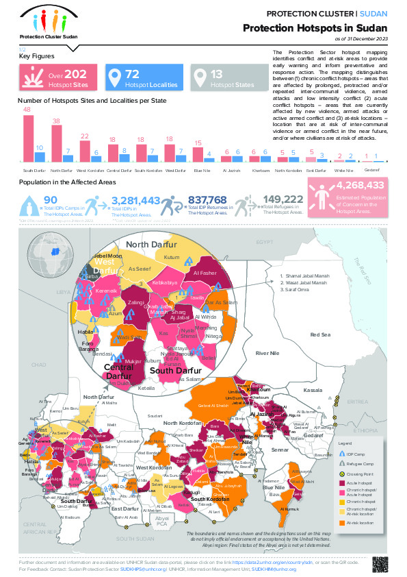 Protection Hotspots in Sudan, as of 31 December 2023 | Global ...