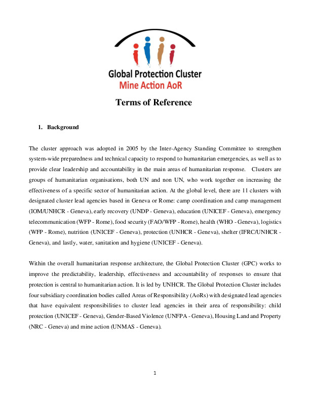 MA AoR TOR 2018 | Global Protection Cluster