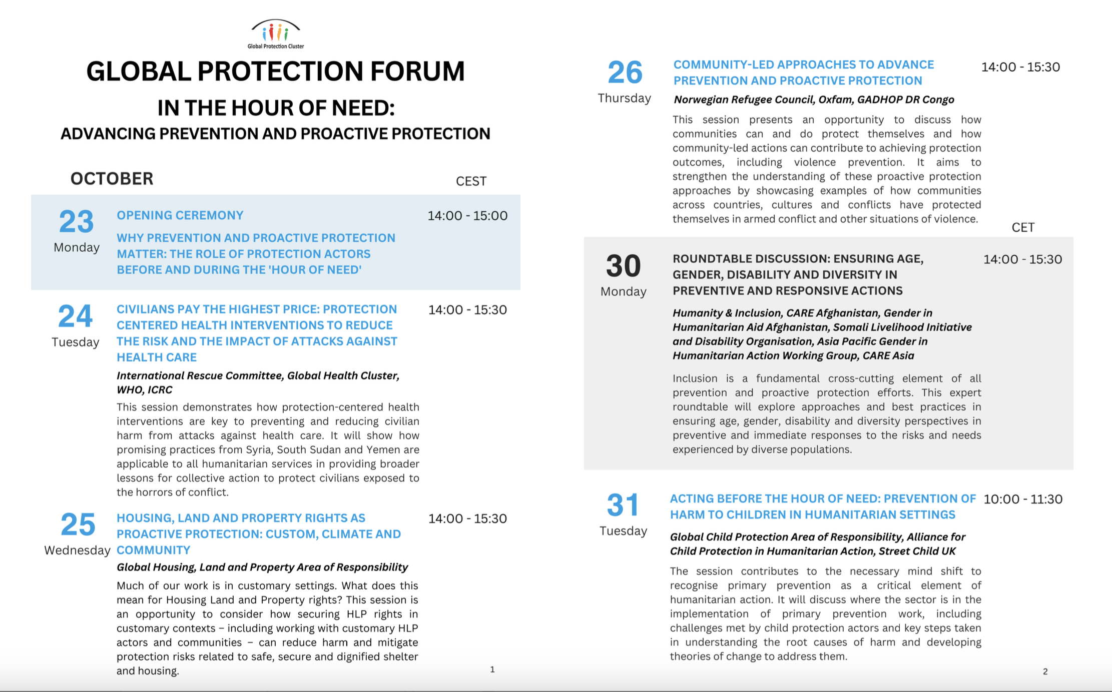 Global Protection Forum 2023 | Global Protection Cluster