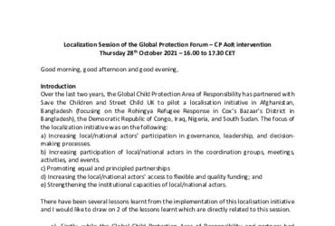 Minimum Standards for Child Protection in Humanitarian Action | Global ...